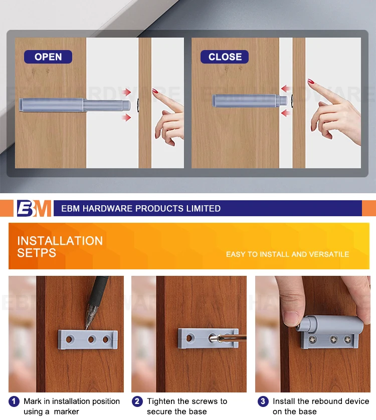 Push to Open Cabinet System Damper Buffer Push to Open Door Catch ...