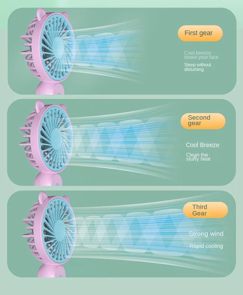 Cartoon Small Fan with Animal Ears Macaron Color Fresh Handheld Small ...