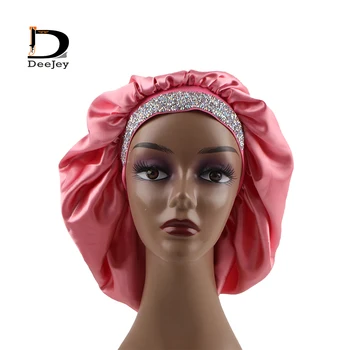 Custom Logo Soft Satin Bonnets Double Sided Designer Hair Bling Bonnet ...