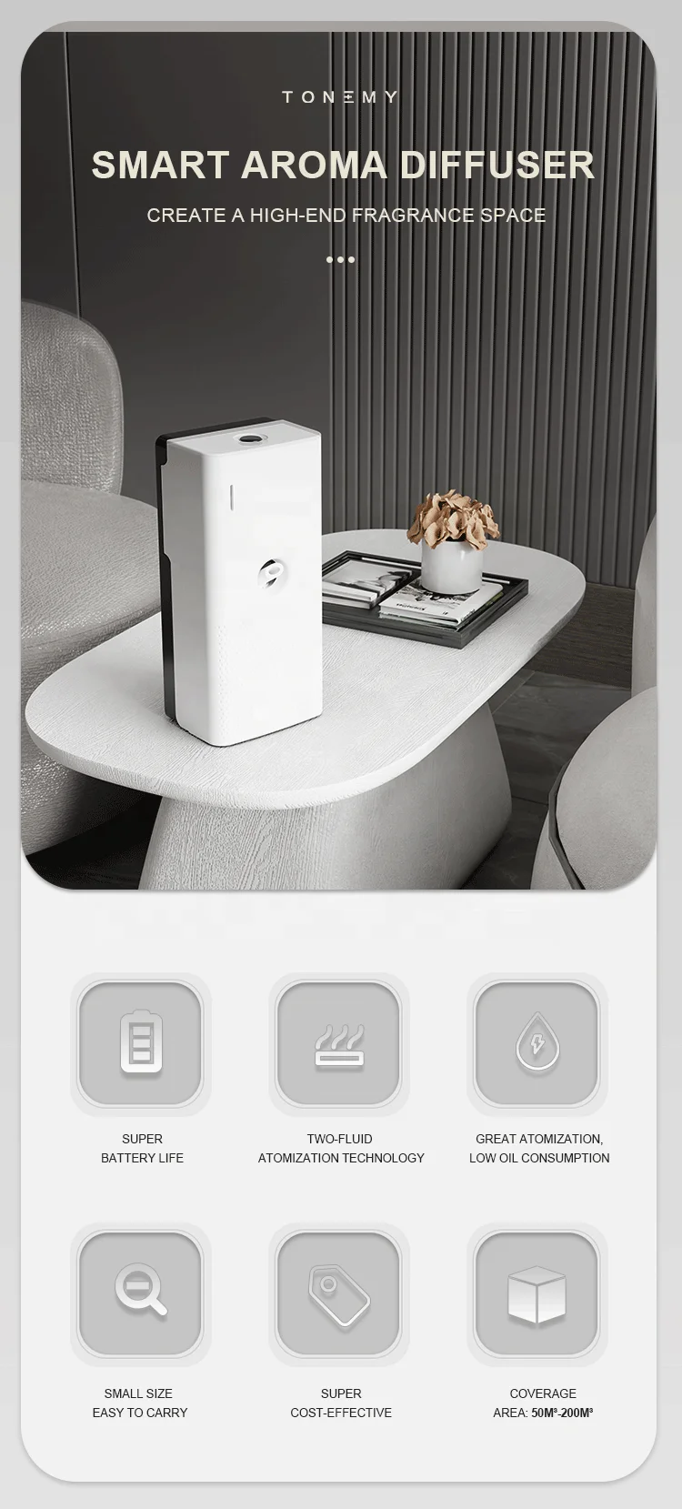 Mini Smart Home Air Purifying Diffuser Battery Powered Essential Oil ...