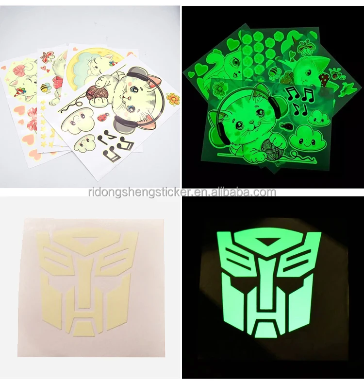 Custom Night Glowing Car Sticker Luminous Die Cut Kids Vinyl Label Glow ...