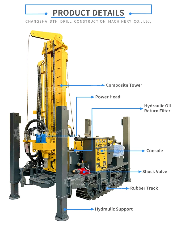 180 Meters Crawler Types Of Drilling Machine Bore Well Drill Rigs For ...