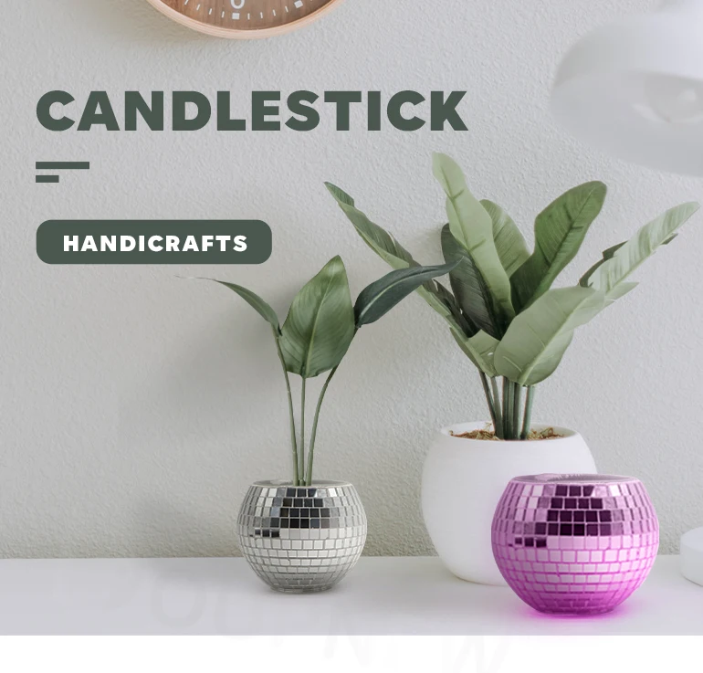 Glass Disco Ball Planter 8cm Disco Mirror Ball Glass Candle Jar Holders ...