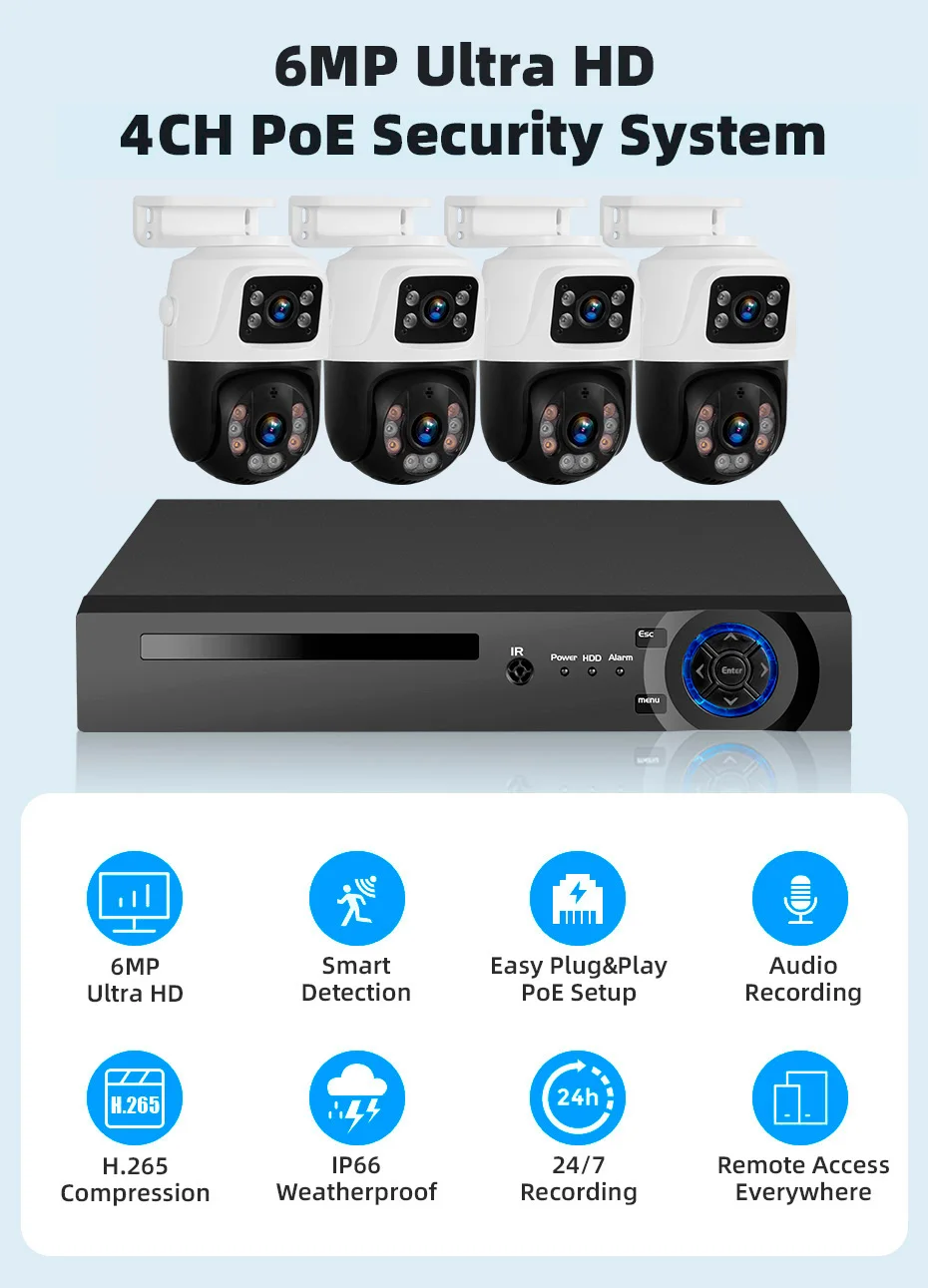 KERUI 6MP Network Cameras - Dual Screen IP Surveillance