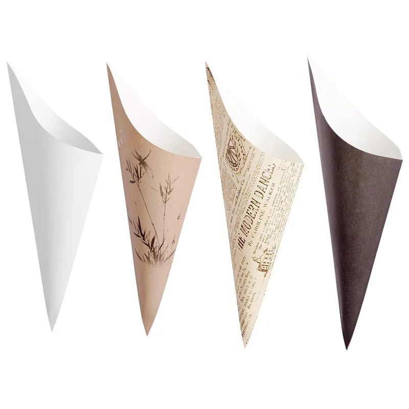 Custom Printed Paper Cones Food Container For French Fries Popcorn ...