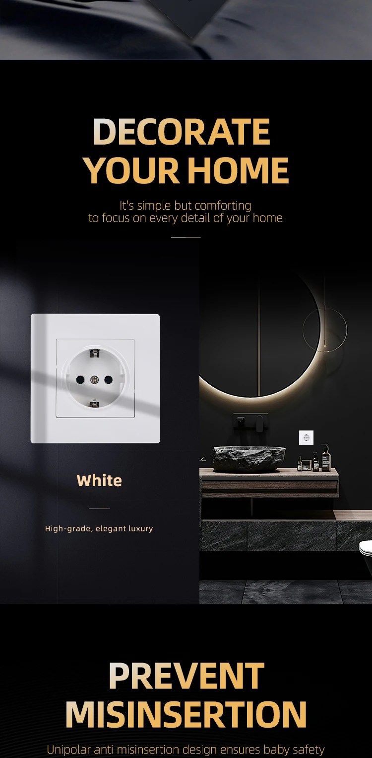 Modern Design EU Standard Electrical Sockets 230V European 230V 16A ...