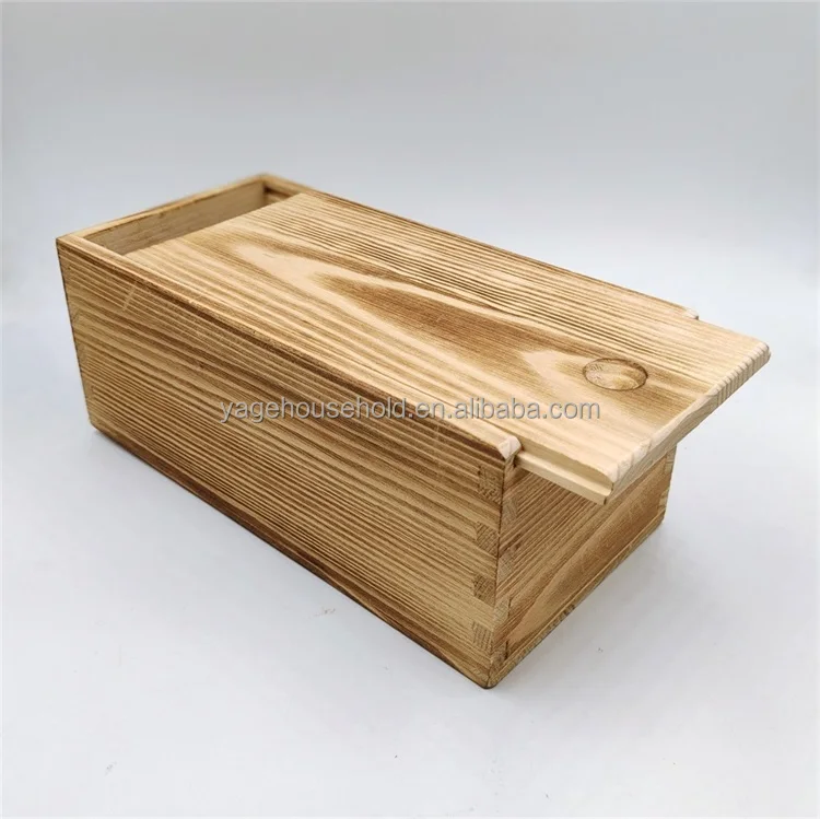 Pine Wood Box Packaging Box Retro Style Sliding Lid Gift Wooden Tea Box ...
