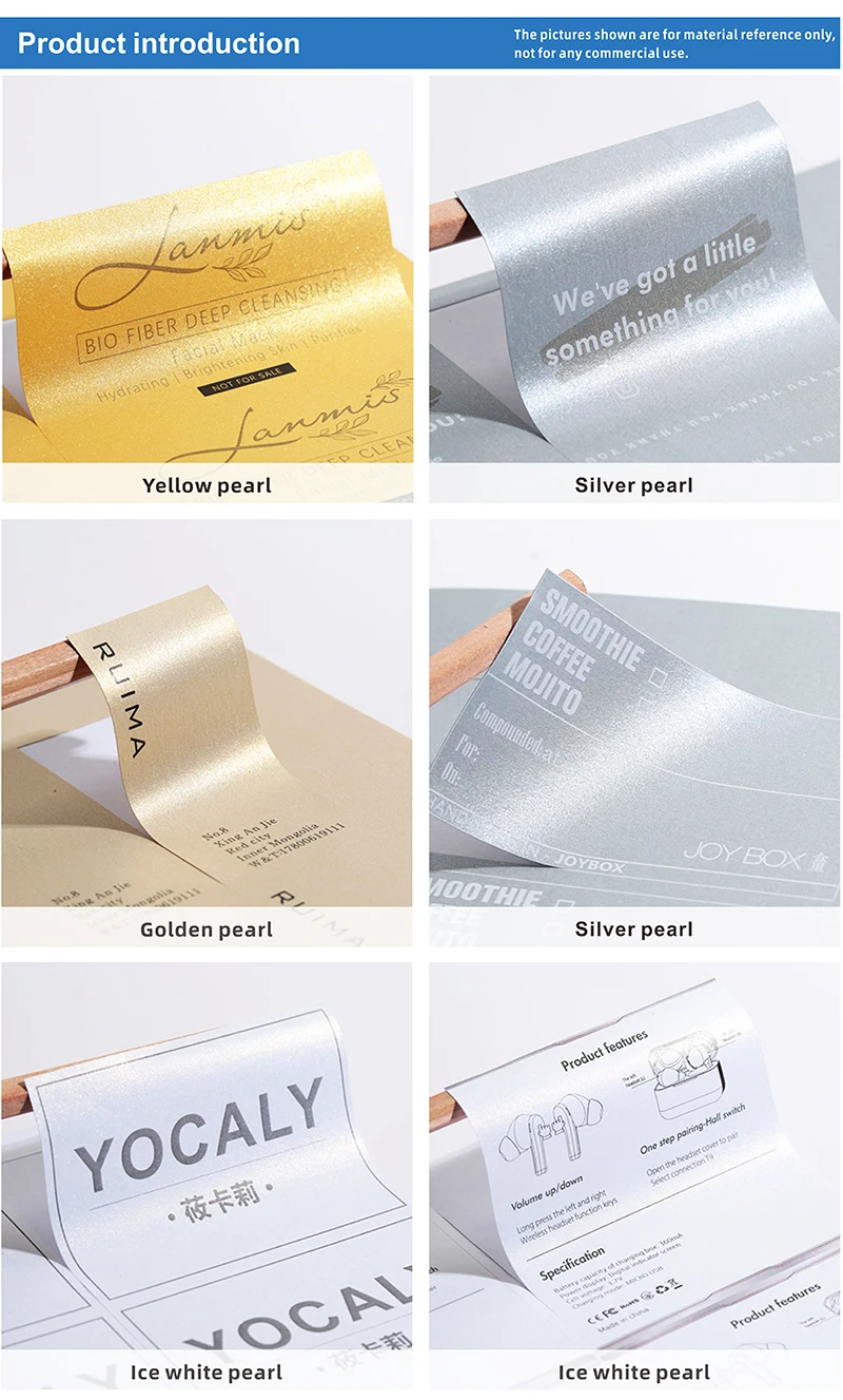 Pearlescent Sticker Gold Clear Business Label Custom Print