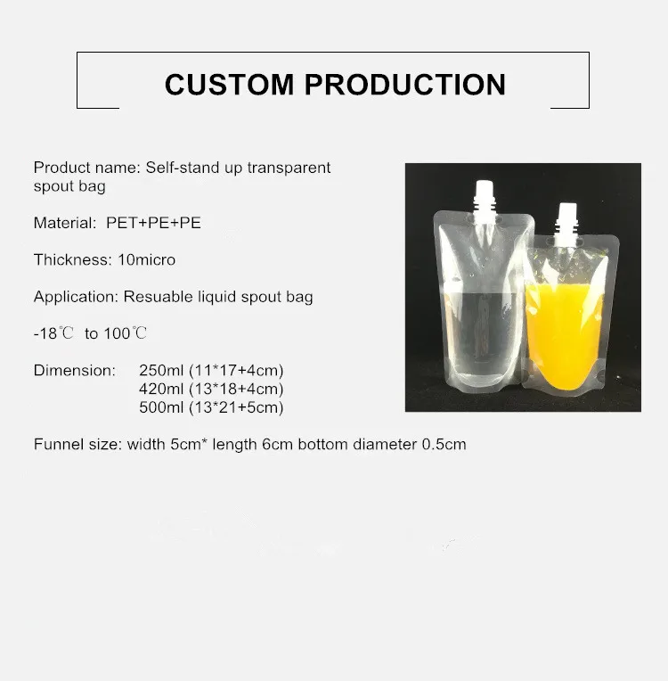 Clear Portable Matte Small Sachet Mini Stand Up Spout Pouch Bag With ...