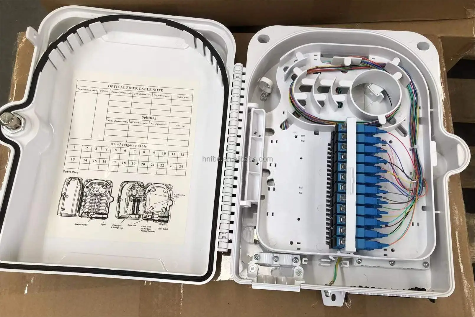 24 hilos white Gray Fiber Distribution Box 24 Core NAP ODP FTB with ...