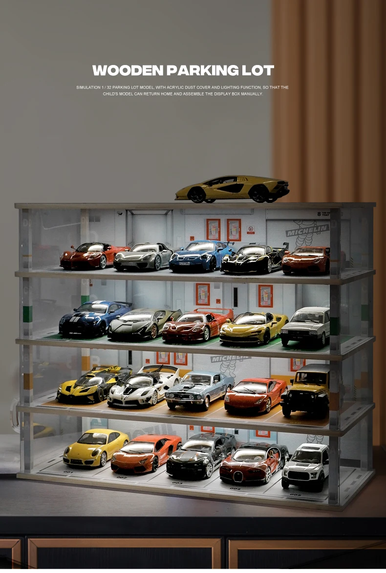 Kivcmds 1:18 Diecast Display Case - Simulation Parking Garage for Car ...
