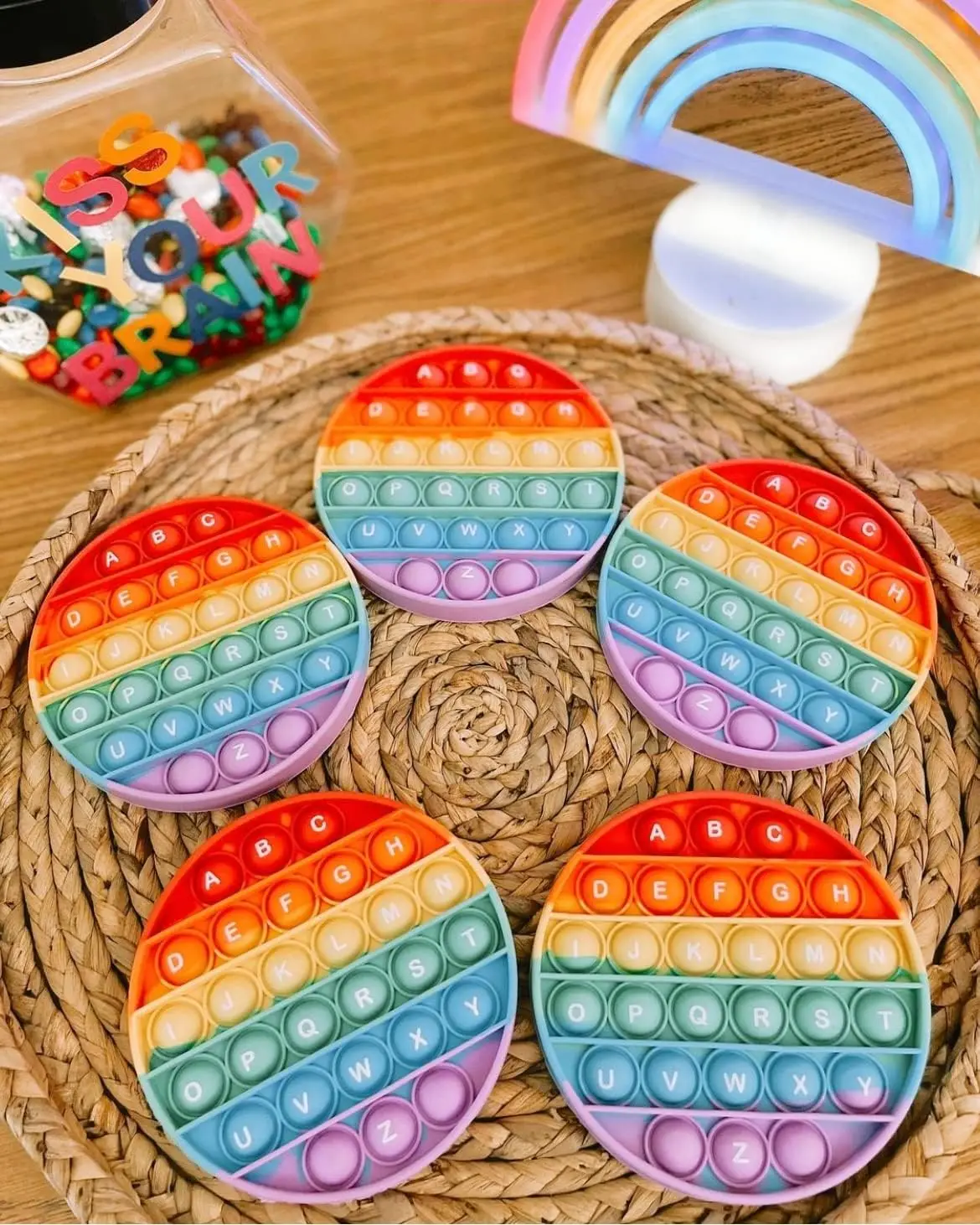 Alphabet Pop It Rainbow Fidget Toy for Sensory Learning
