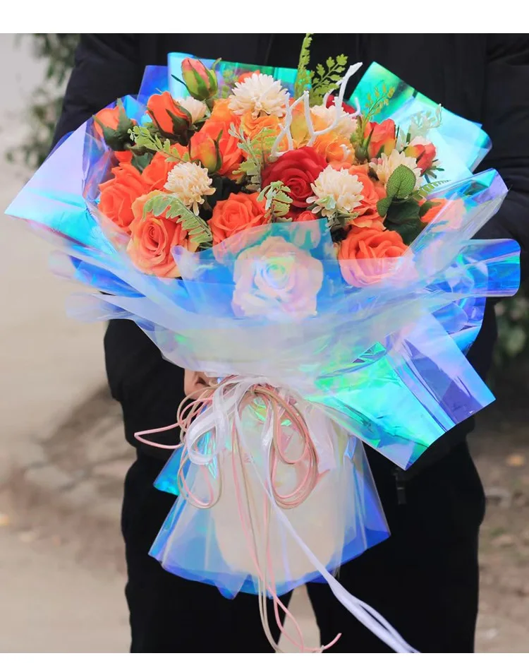 Transparent Waterproof Colorful Fresh Flower Wrapping Multicolor ...