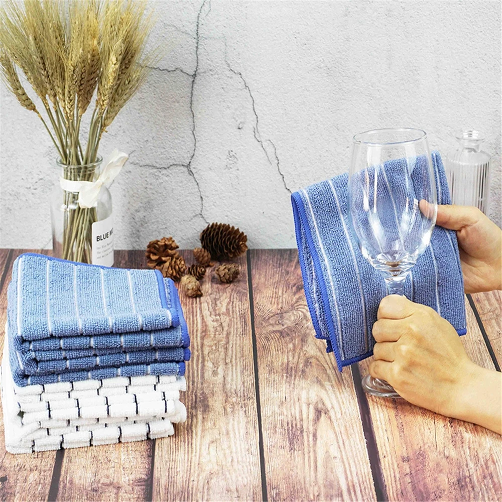 Gryeer Stripe Designed Microfiber Cleaning Cloth Super Absorbent Dish ...