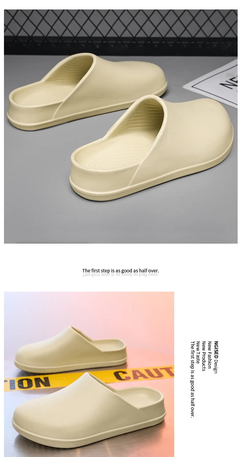 Customizable Text Printed Thick-Soled Men's Solid Color Clogs, Non-Slip ...