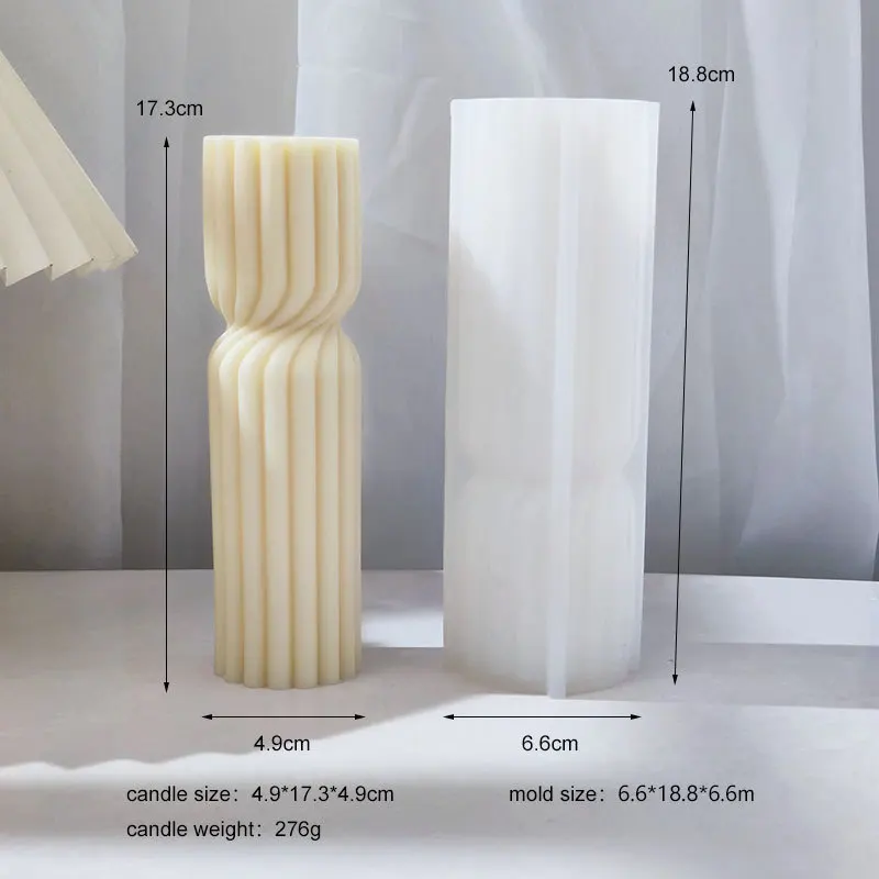 Column Ribbed Pillar Candle Mold Cylindertemplate Silicone Molds ...