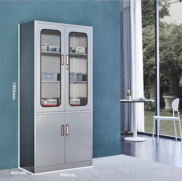 Stainless Steel File Cabinet Glass Medical Hospital Instrument Cupboard ...