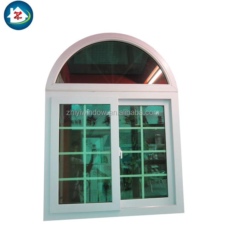 Arch Window Design PVC UPVC Slide Windows with Grill
