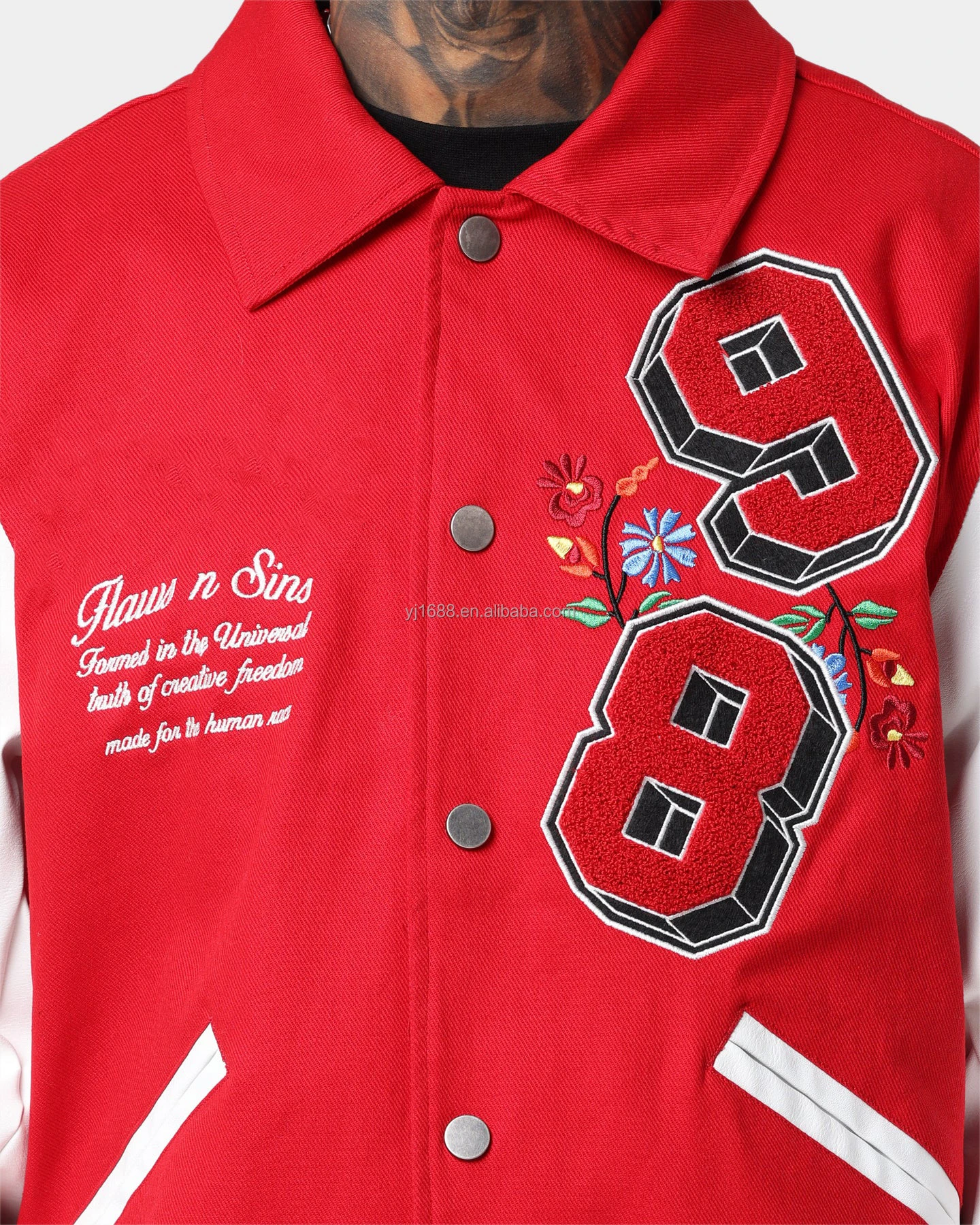 Custom Chenille Patch Embroidery Letterman Jacket - 100% Wool