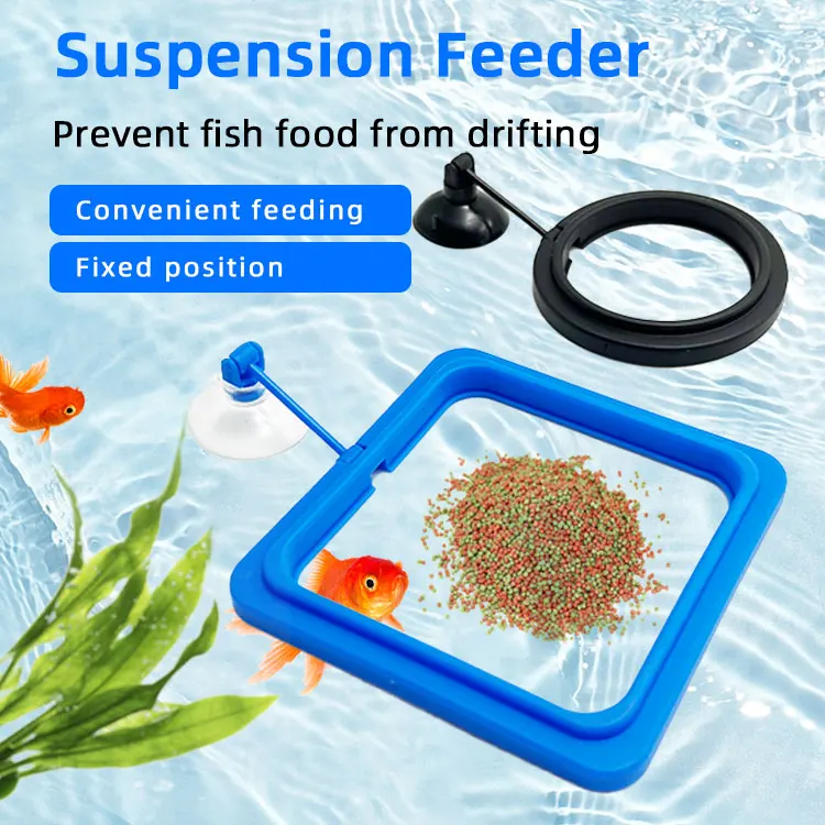 Square Circle Plastic Floating Aquarium Food Tray Fish Feeder Station ...