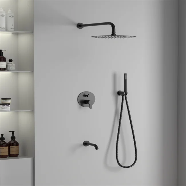 Black Color Bathroom Stainless Steel Concealed Shower Set Shower ...