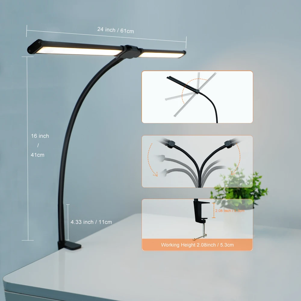 Modern Black Metal Led Desk Task Lamp With Flexible Gooseneck - Oem