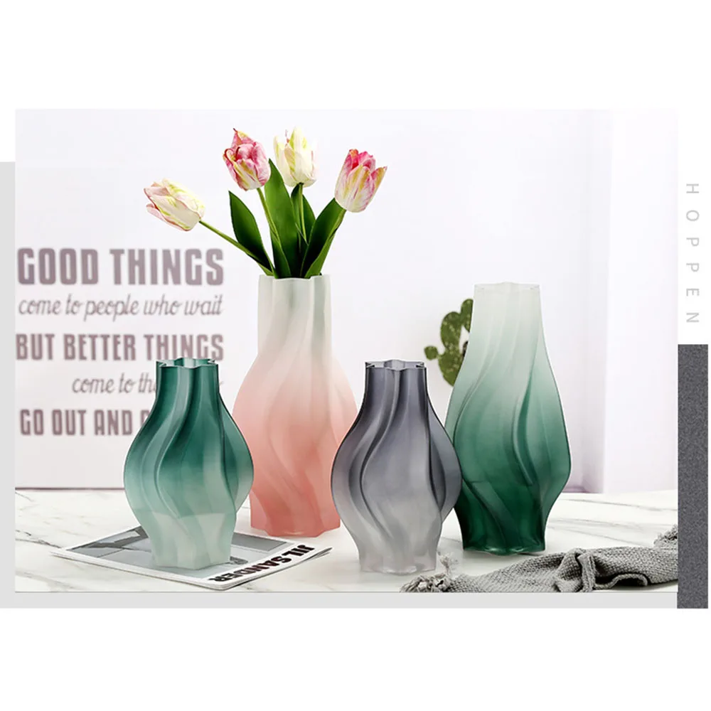 Modern Design Gradient Color Pink Simple Ceramic Vase Frosted Vases For ...