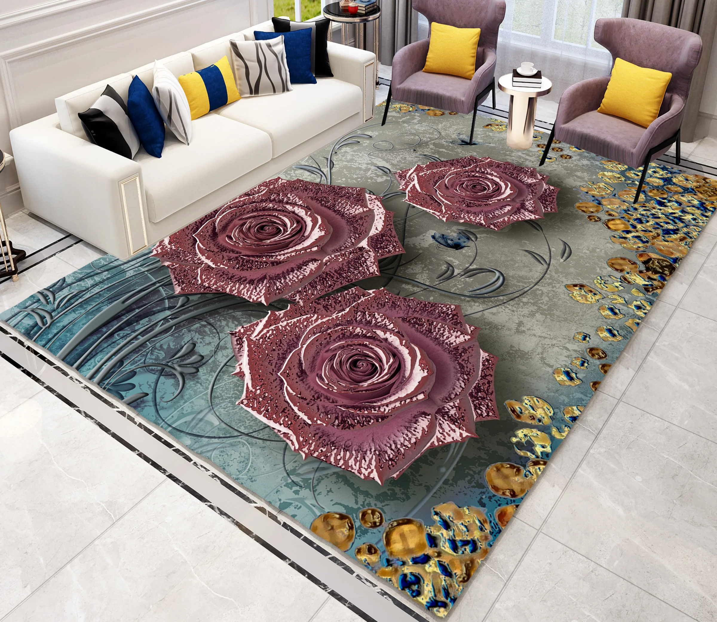 Bejirog Dubai Carpet 3D Printed Carpet Custom Mats Area Rugs Living ...