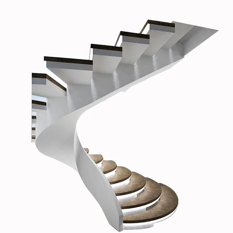 luxury modern staircase design step tiles one set porcelain curved ...