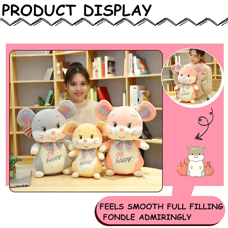 Lovely Gift Cartoon Bow Tie Plush Mice Toy Super Comfortable Fabric ...