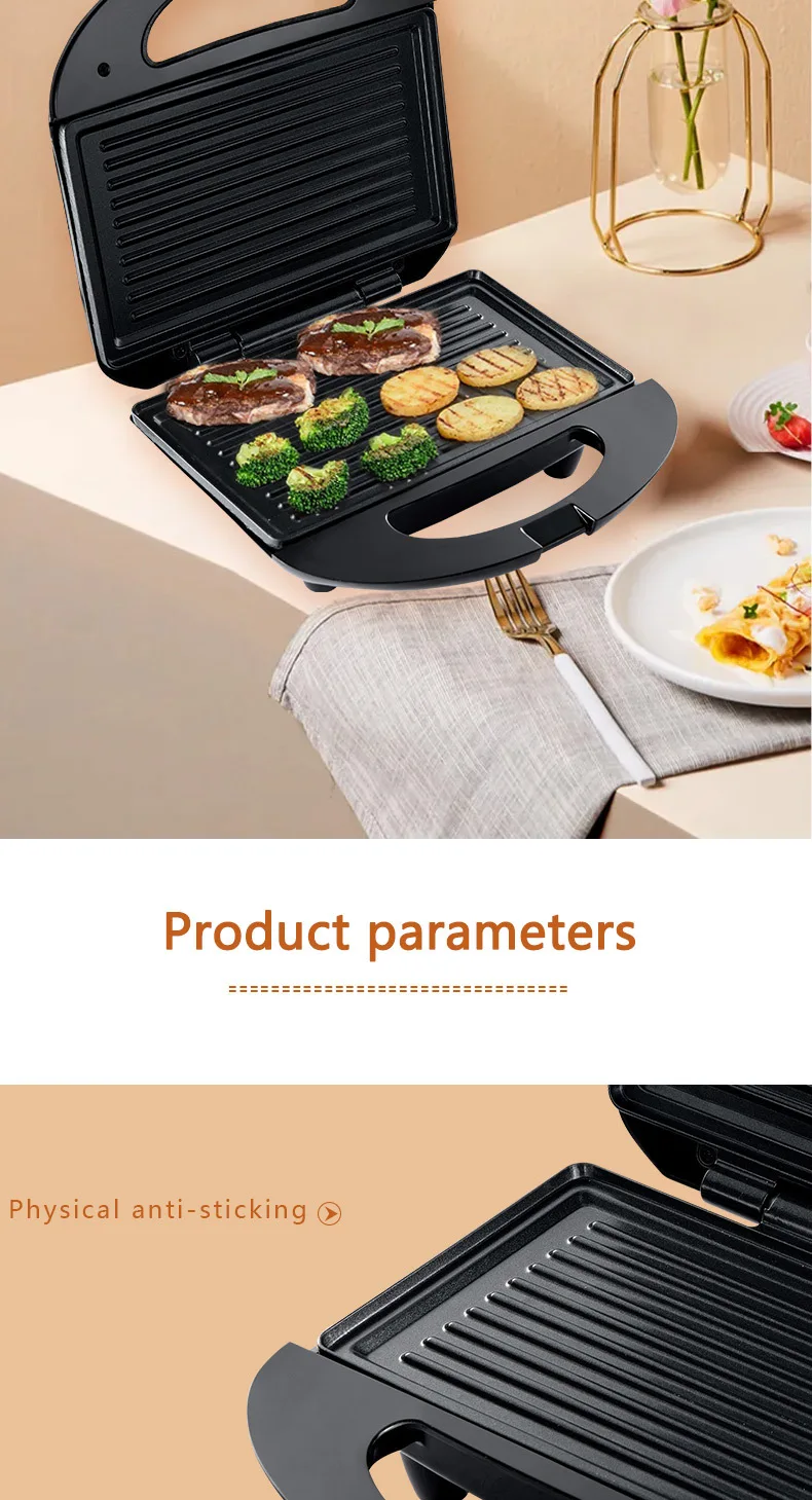 Mini Waffle Sandwich Steak Maker 2-Slice Breakfast Non Stick Sandwich ...