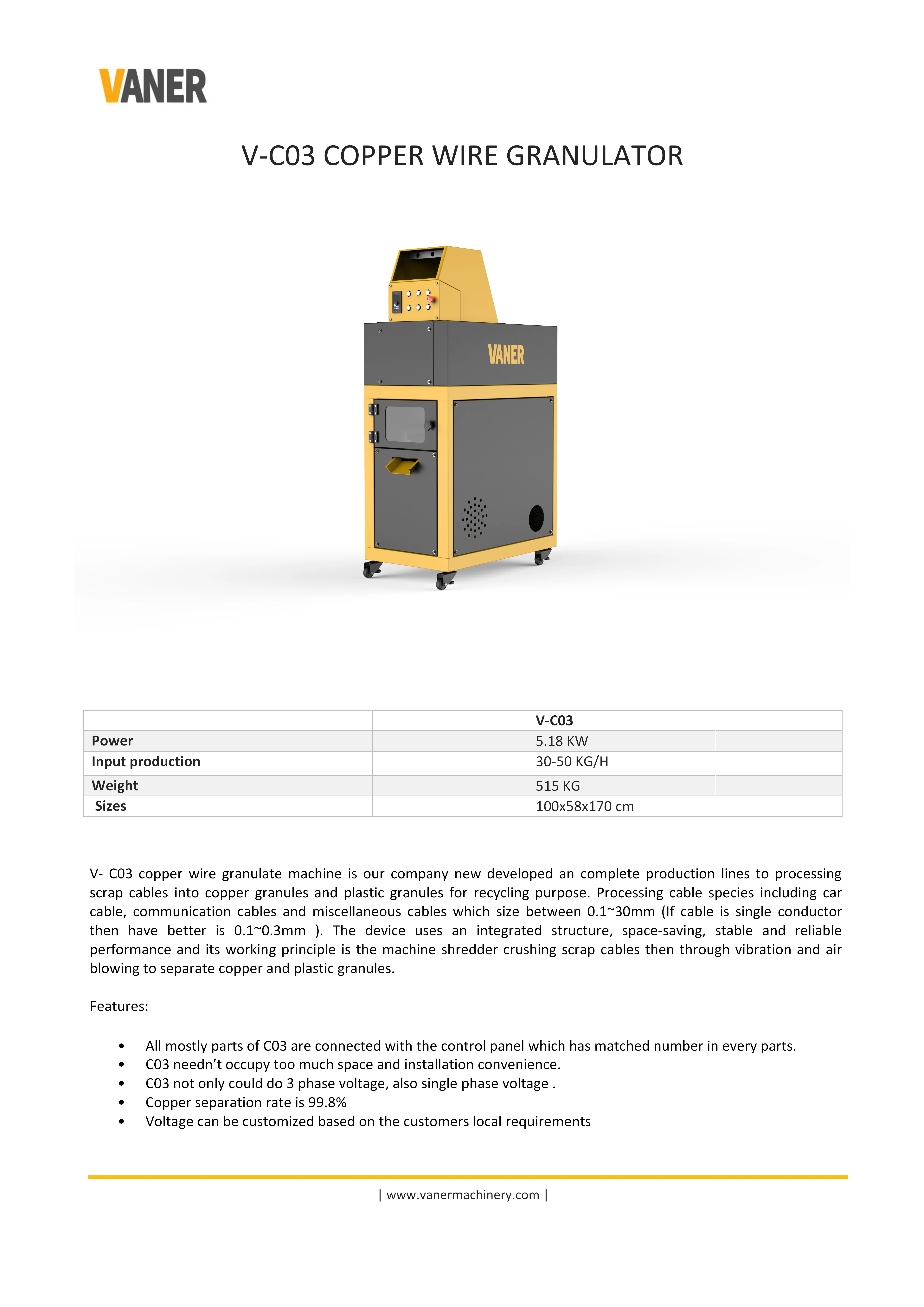 Electric Small Wire Grinder And Separator Machine Copper Granulator Waste Cable Recycling ...
