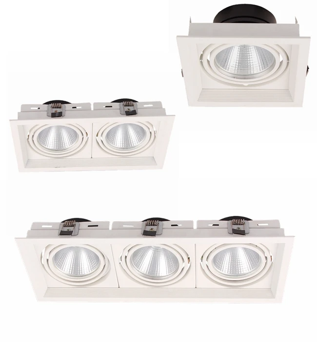 Double Head 12w Ceiling Recessed Mounted Rectangle Cob Led Grille ...
