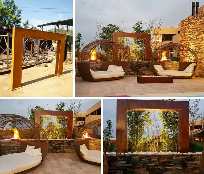 Elegant Corten Steel Garden Rain Shower Fountain - Decorative Outdoor ...