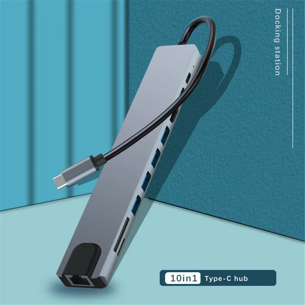 10 In 1 Docking Station Concentrator Usb Hub 2.0 3.0 Adapter Dock Multi ...