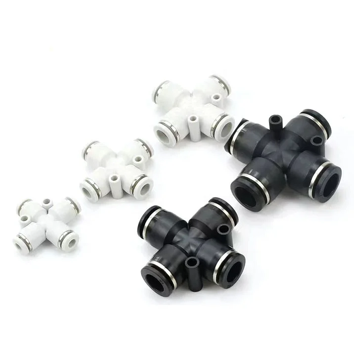 ZM 0296 PZA Air Pneumatic Fitting 4 Way Cross Shaped Push in Pneumatic ...