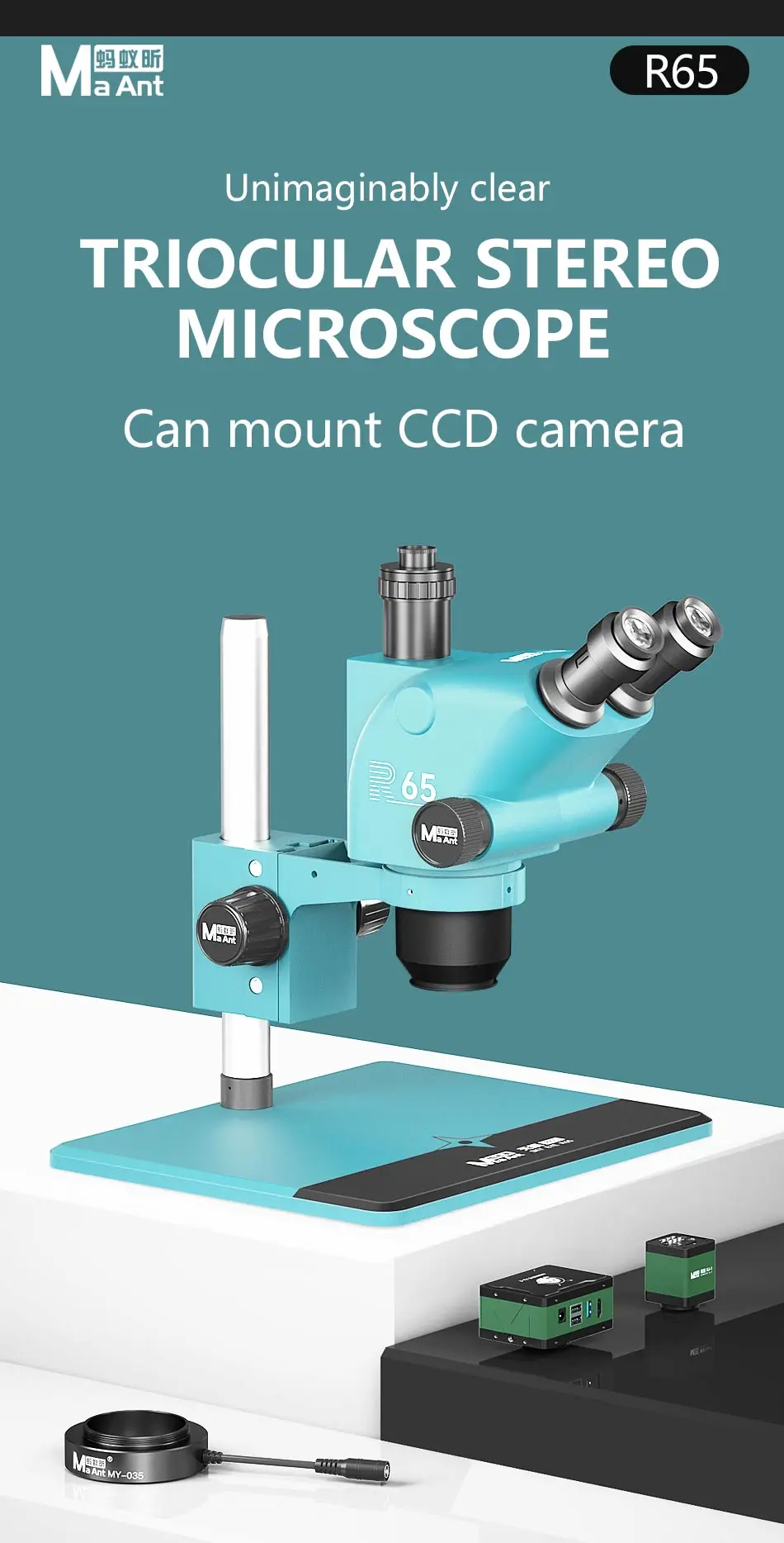 Maant R65 Triocular Stereo Microscope - Efficient Phone Repair Tool