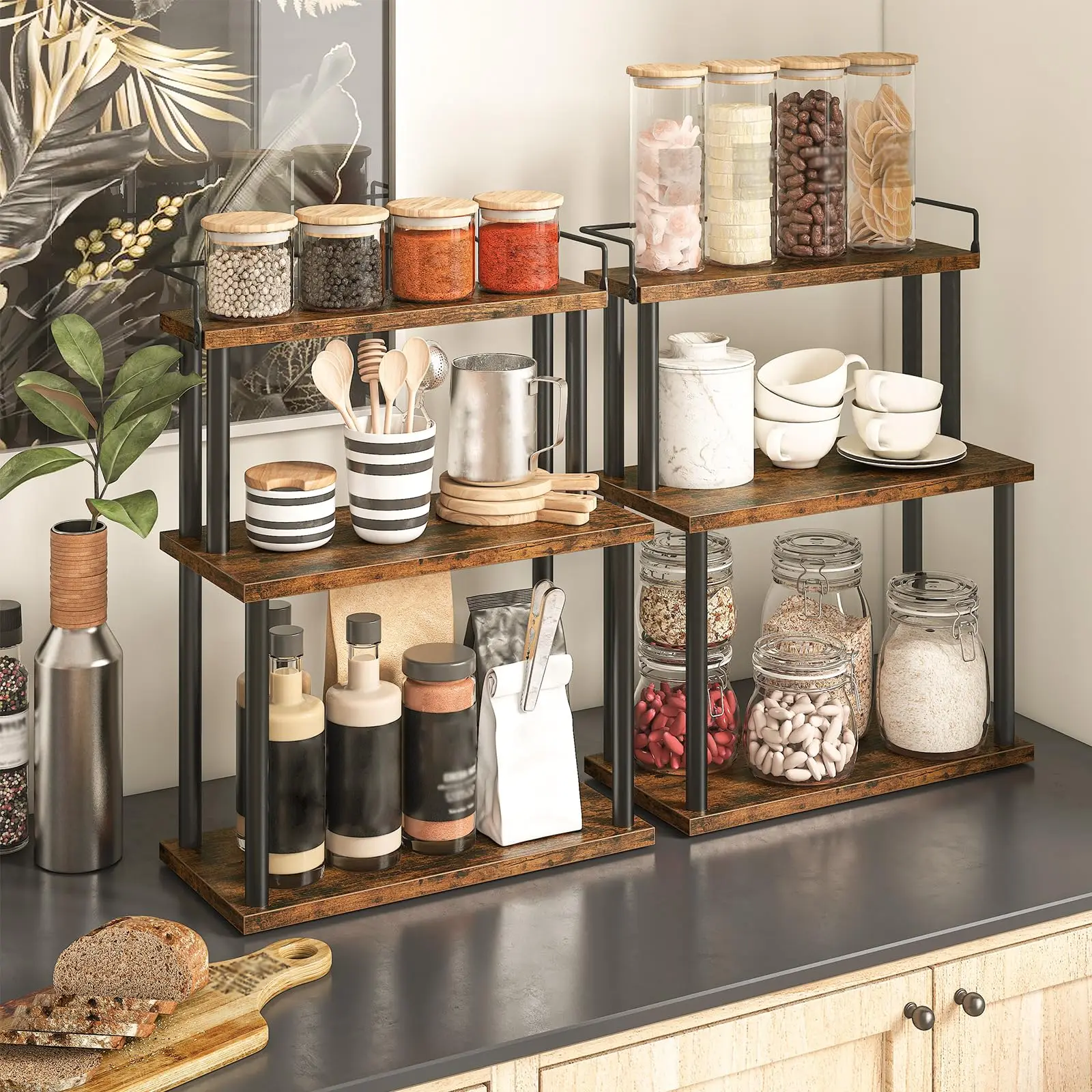 Spice Rack Organizer 3-tier Counter Shelf Desktop Storage Organizer For ...