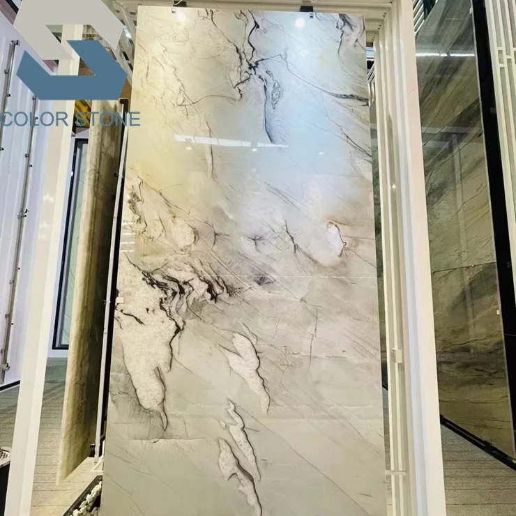 Backlit Quartzite Feature Wall Acqua Mare Crystal Quartzite Slabs ...