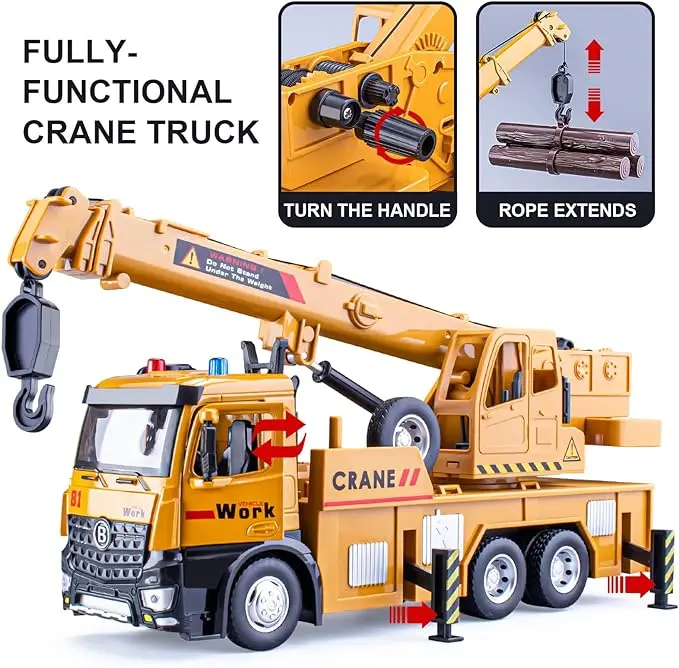 Friction Powered Crane Machine Tow Truck With Lights And Sounds Crane ...