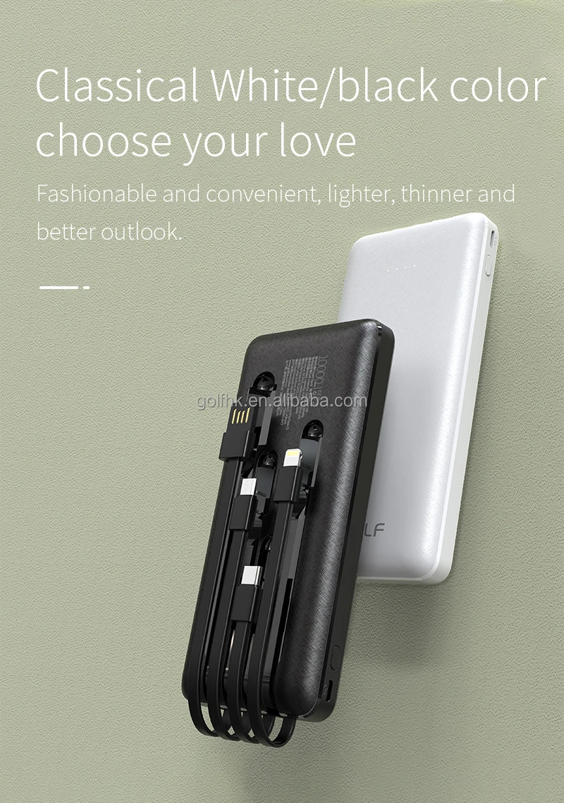 Built-in Cable 10000mah Power Bank All Types Cable Plug Power Bank ...
