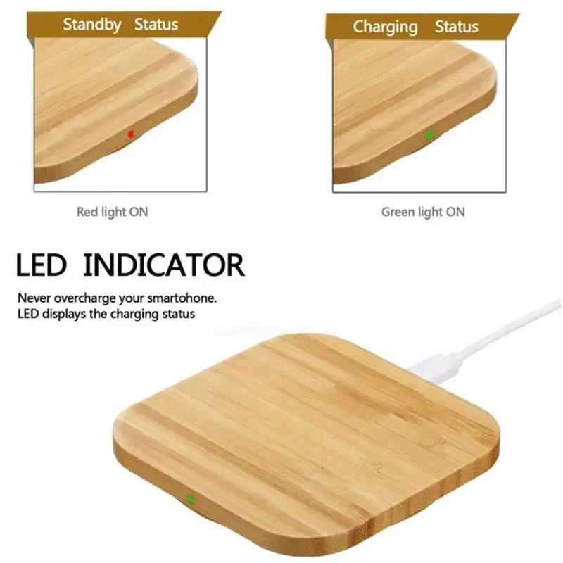 15W Bamboo Wireless Charger - Fast, Safe, and Sustainable