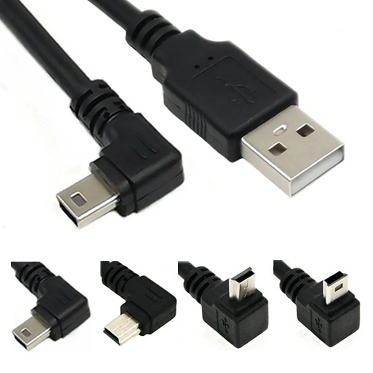 Kabel Data Charger USB ke Mini B 5 Pin Bentuk L 90 Derajat Atas Bawah ...