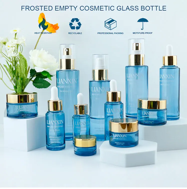 Luxury Skincare Packaging Glass Face Cream Jar And Bottle Lotion Pump 15ml 100ml 50ml 30ml Serum ...