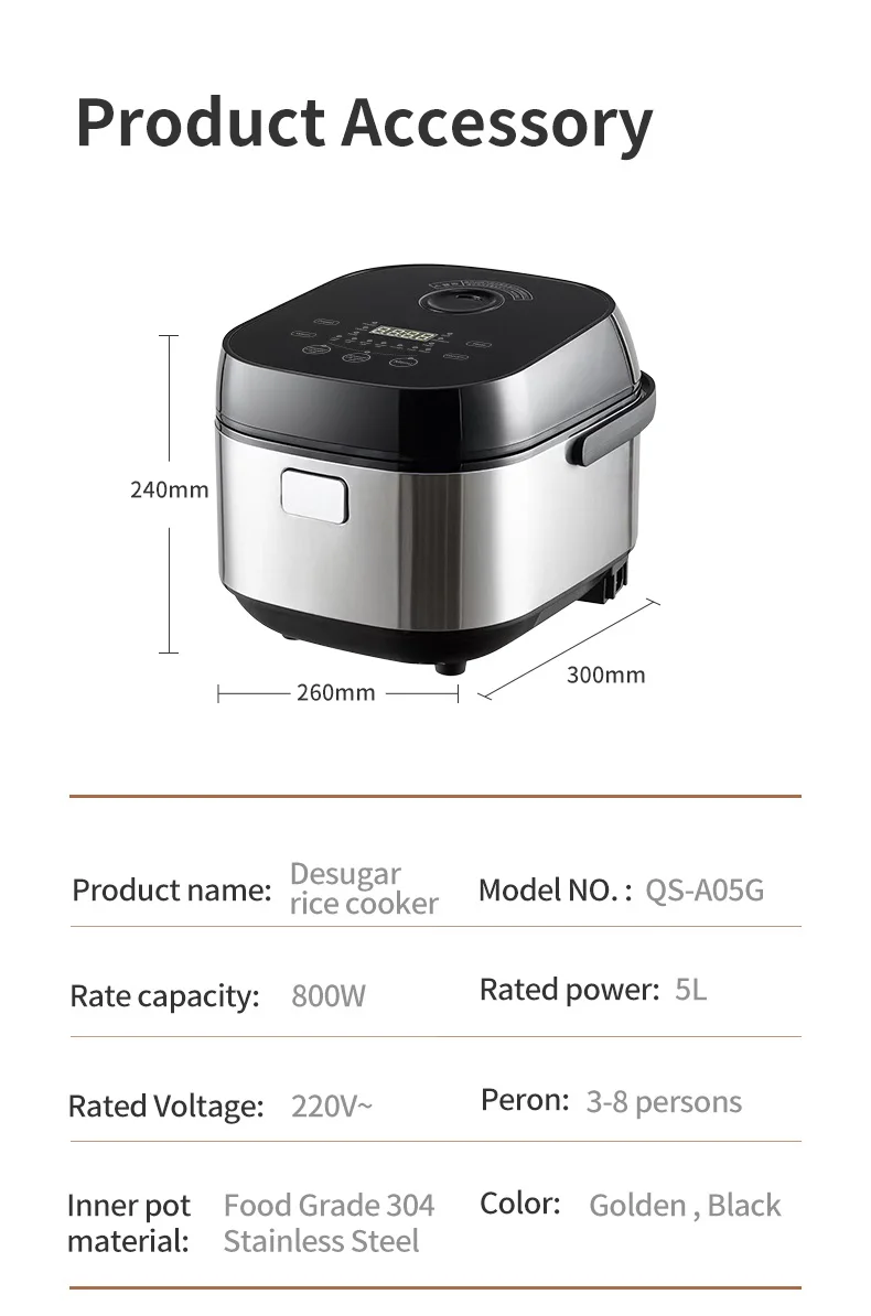 New IH Low Sugar Rice Cooker 5L Stainless Steel Inner Pot Housing ...