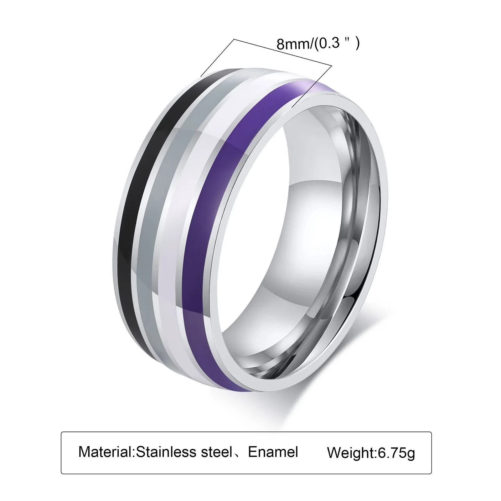 Customized Stainless Steel Enamel Rainbow Lgbt Pride Ring For Lesbian ...