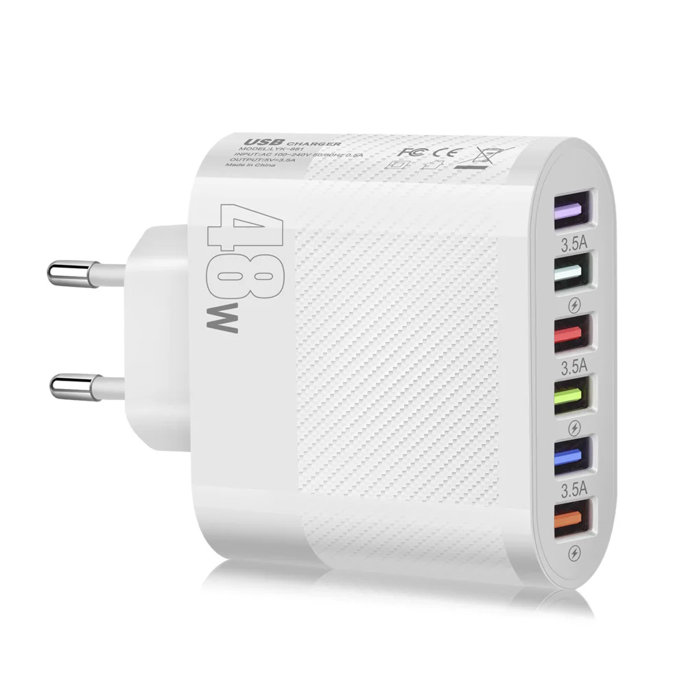 Multi-interface 48w Usb Charging Hub 12a 6-port Desktop Charging ...