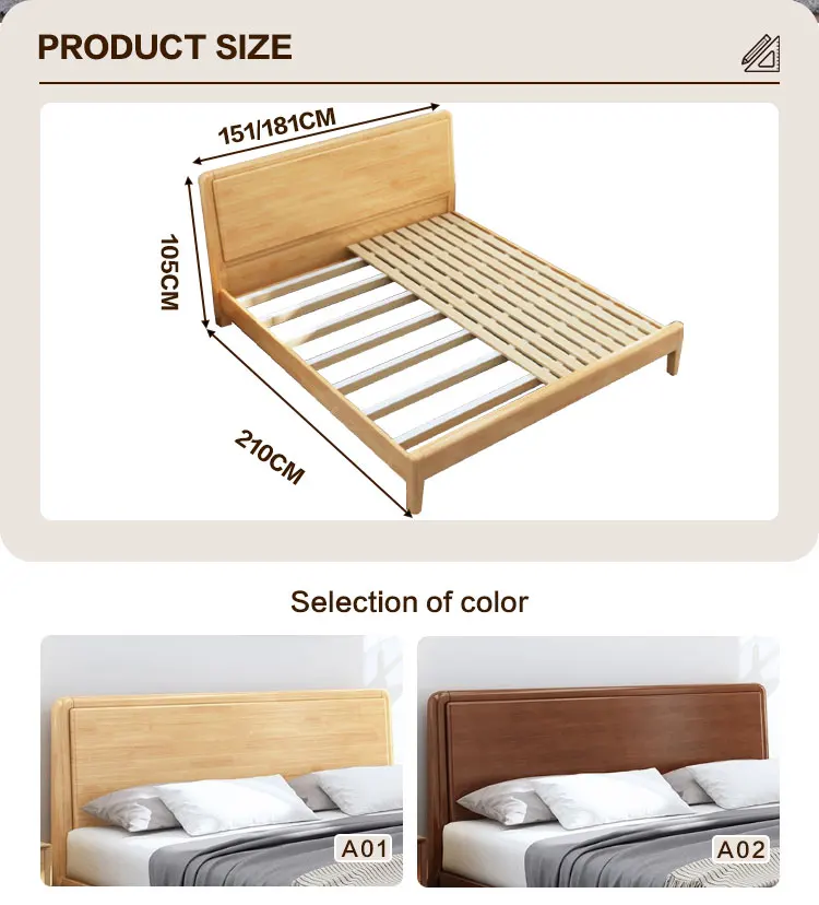 Nordic Solid Wood Bed Modern King Size Simple King Size Home Master ...