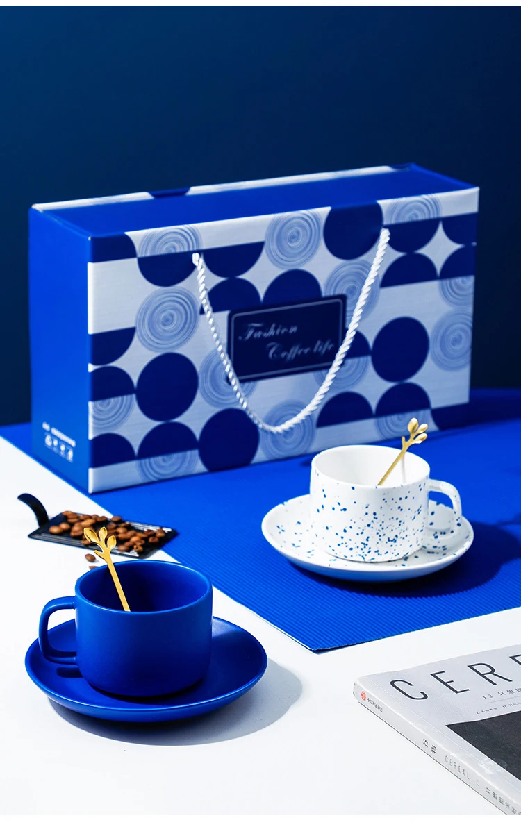 Wholesale Tea Gift Set Blue Tea Cup Set of 2 Coffee Cup and Saucer ...