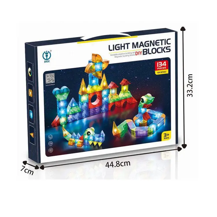 Diy Magnetic Connecting Blocks Toys Preschool Educational 3d Led ...